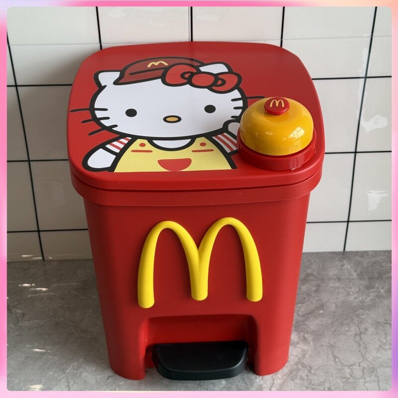Красная мусорное ведро, Макдональдс, Hello Kitty, Педаль для мусорного ведра, 12 л, 1 шт