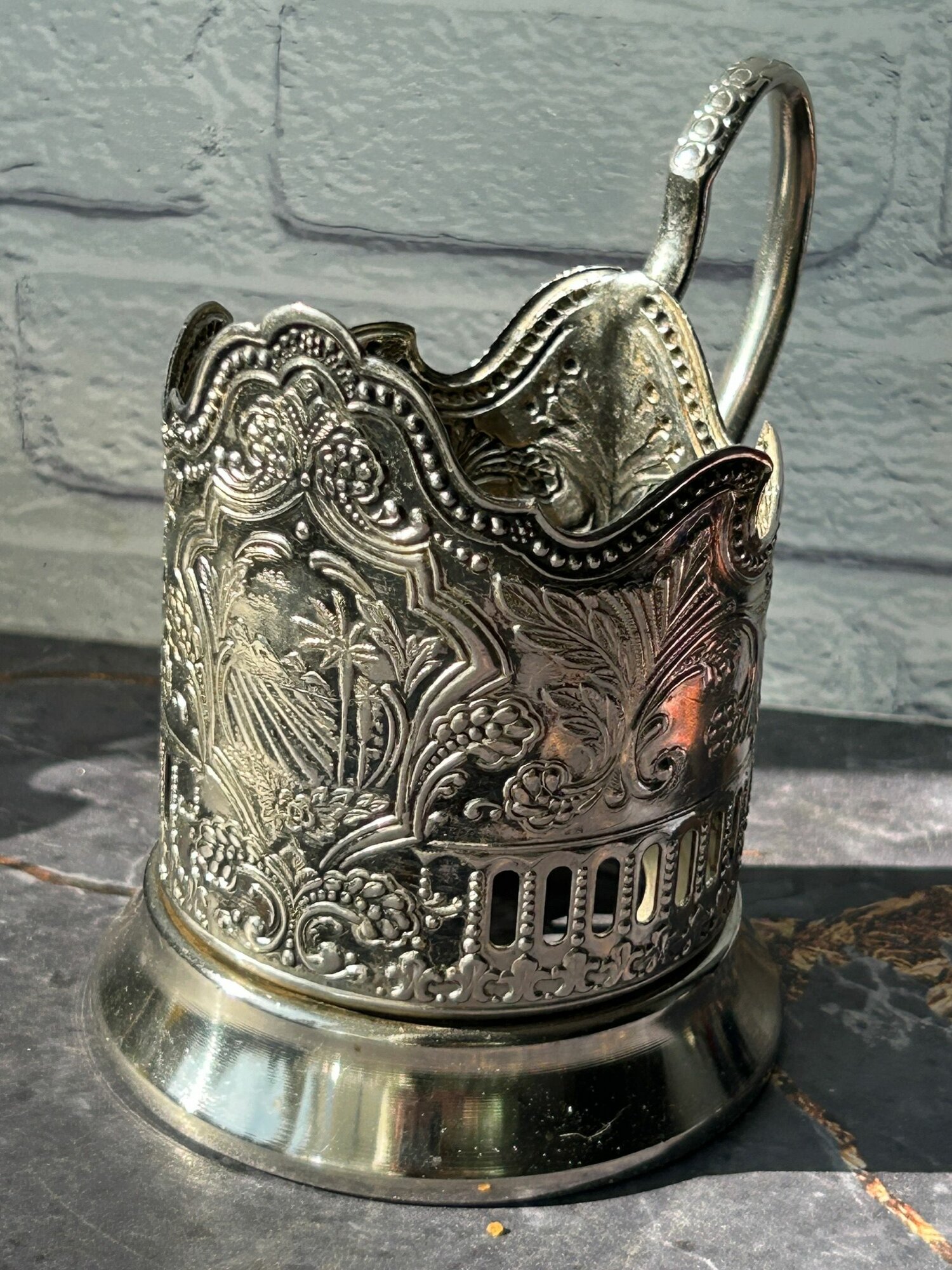 Подстаканник Пальма СССР, 70-е годы, мельхиор