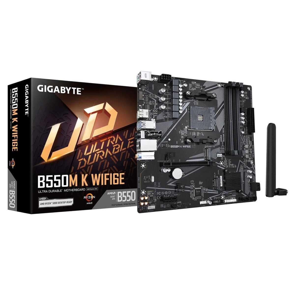 Материнская плата Gigabyte B550M K WIFI6E, AM4, AMD B550, Micro-ATX, RTL (B550M K WF6E)