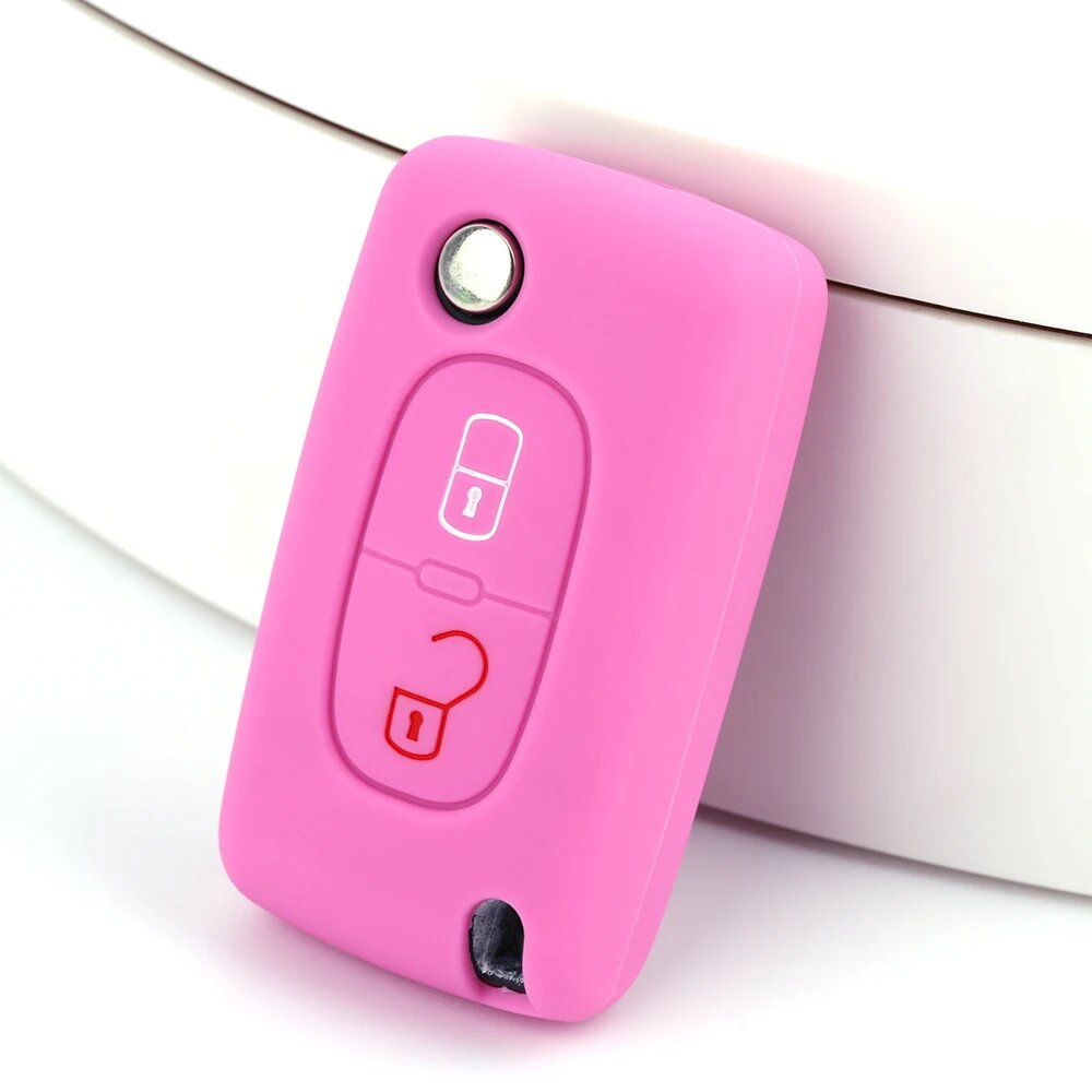 Силиконовый чехол для автомобильного ключа для Peugeot 308 306 307 207 807 Citroen C2 Pink, Розовый