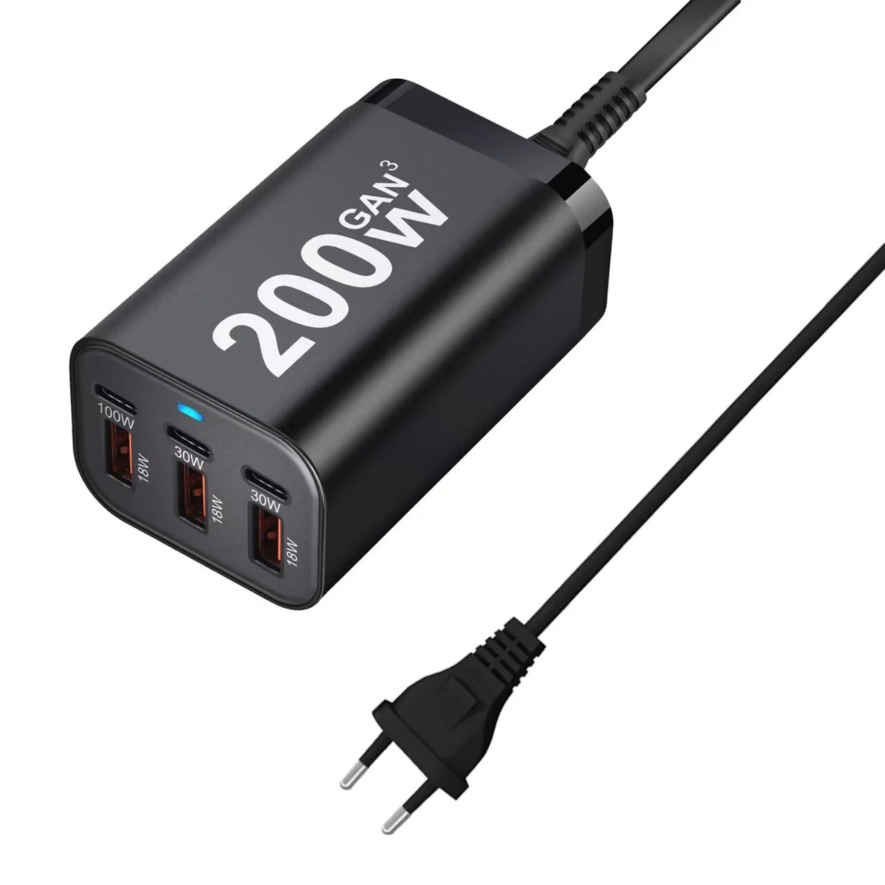 Настольное Зарядное Устройство 200 Вт С Несколькими Портами USB PD И GaN Высокой Мощности Для Ноутбуков И Мобильных Телефонов.