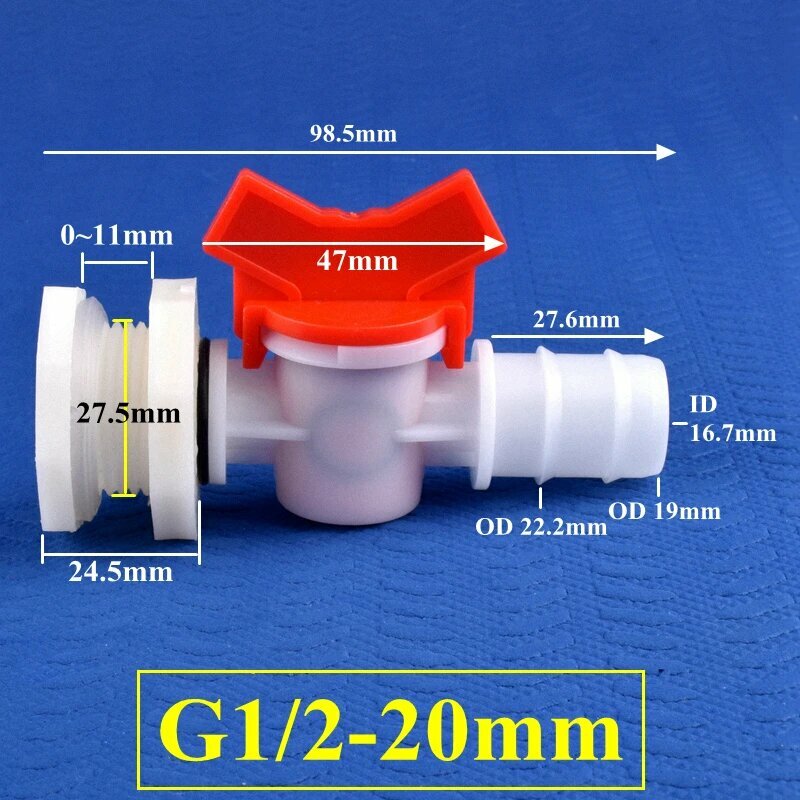 SgooHan Комплект соединителей для резервуара для воды G1/2 до 4~20мм Красный, GII2-20mm, 1 Set