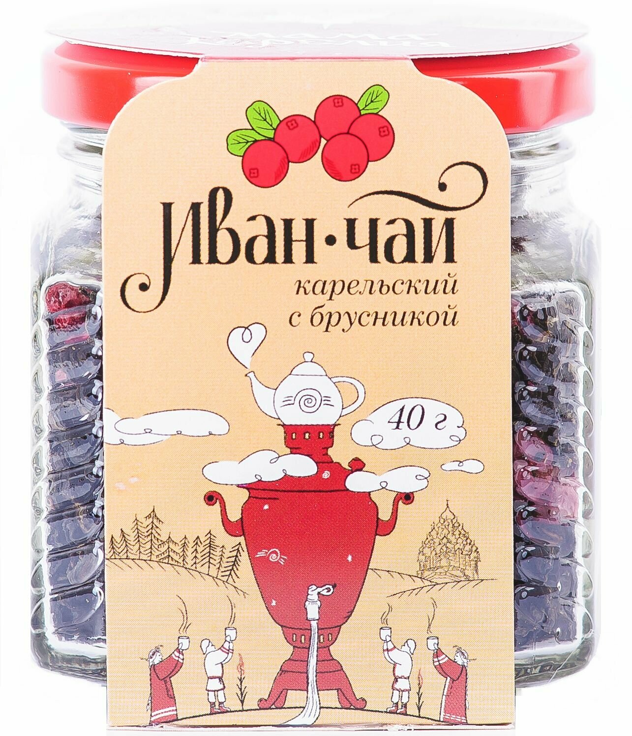 Мама карелия, иван чай с ягодами брусники, 40гр