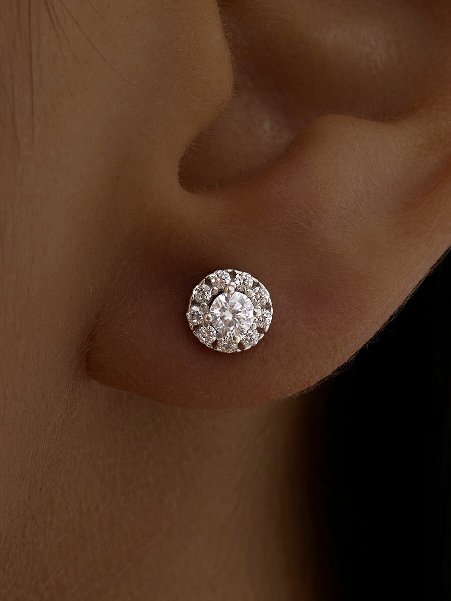 Серьги, 925 проба, фианит