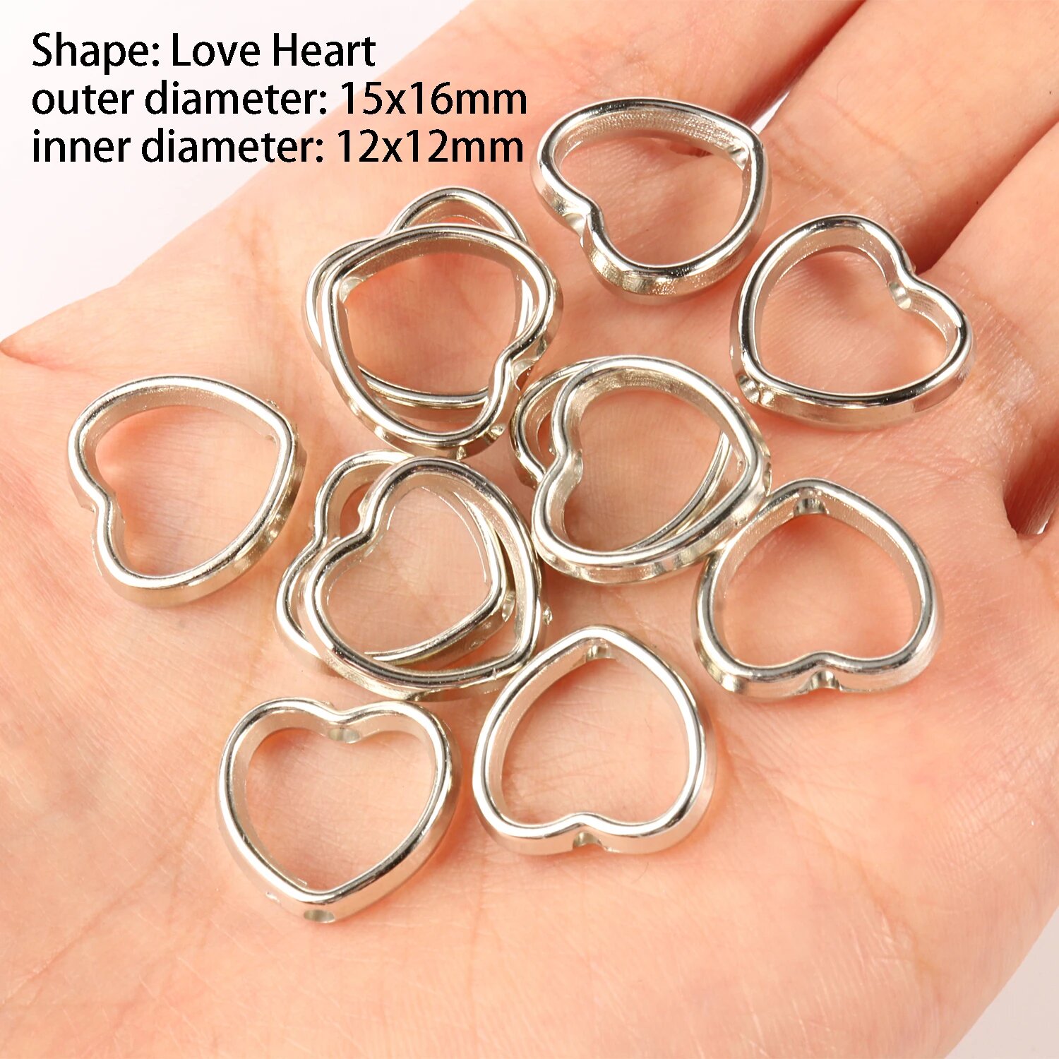 Серьги-подвески с двумя отверстиями LNMBII 50 шт. Silver-15x16mm