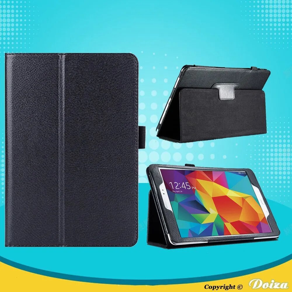 Doiza Планшетный Чехол на Samsung Galaxy Tab A SM-T350 (8.0 дюйма) /Противоударный Чехол книжка для Самсунг Галакси Таб Tab A SM-T355C, магните, экокожа, черный