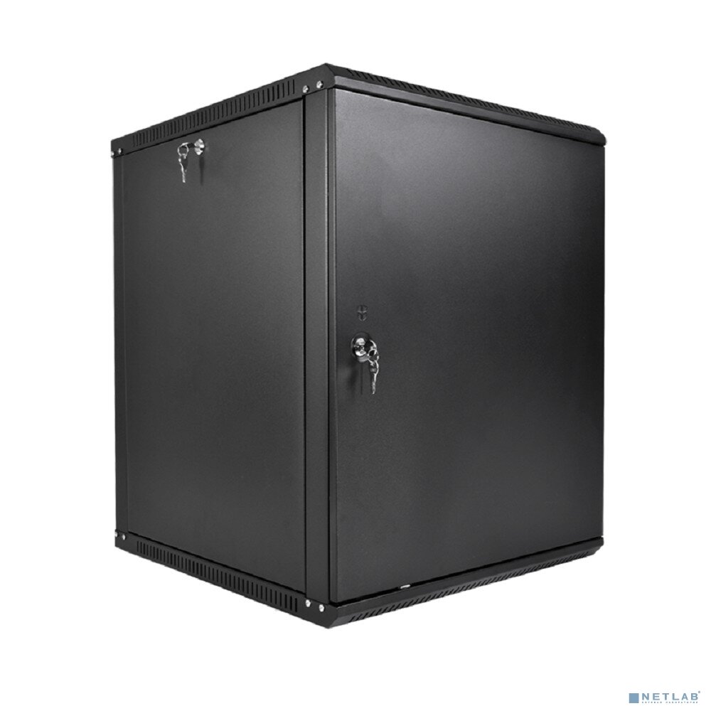 ЦМО Шкаф телекоммуникационный настенный разборный эконом 15U (600 x 350) дверь металл, цвет черный (ШРН-Э-15.350.1-9005)