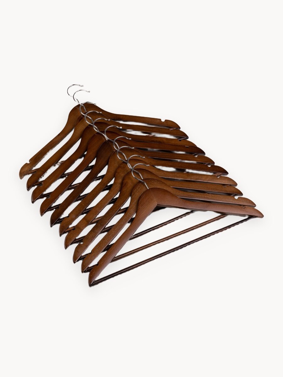 Вешалки Fourant, деревянные, для брюк и юбок, 10 штук, цвет темно-коричневый