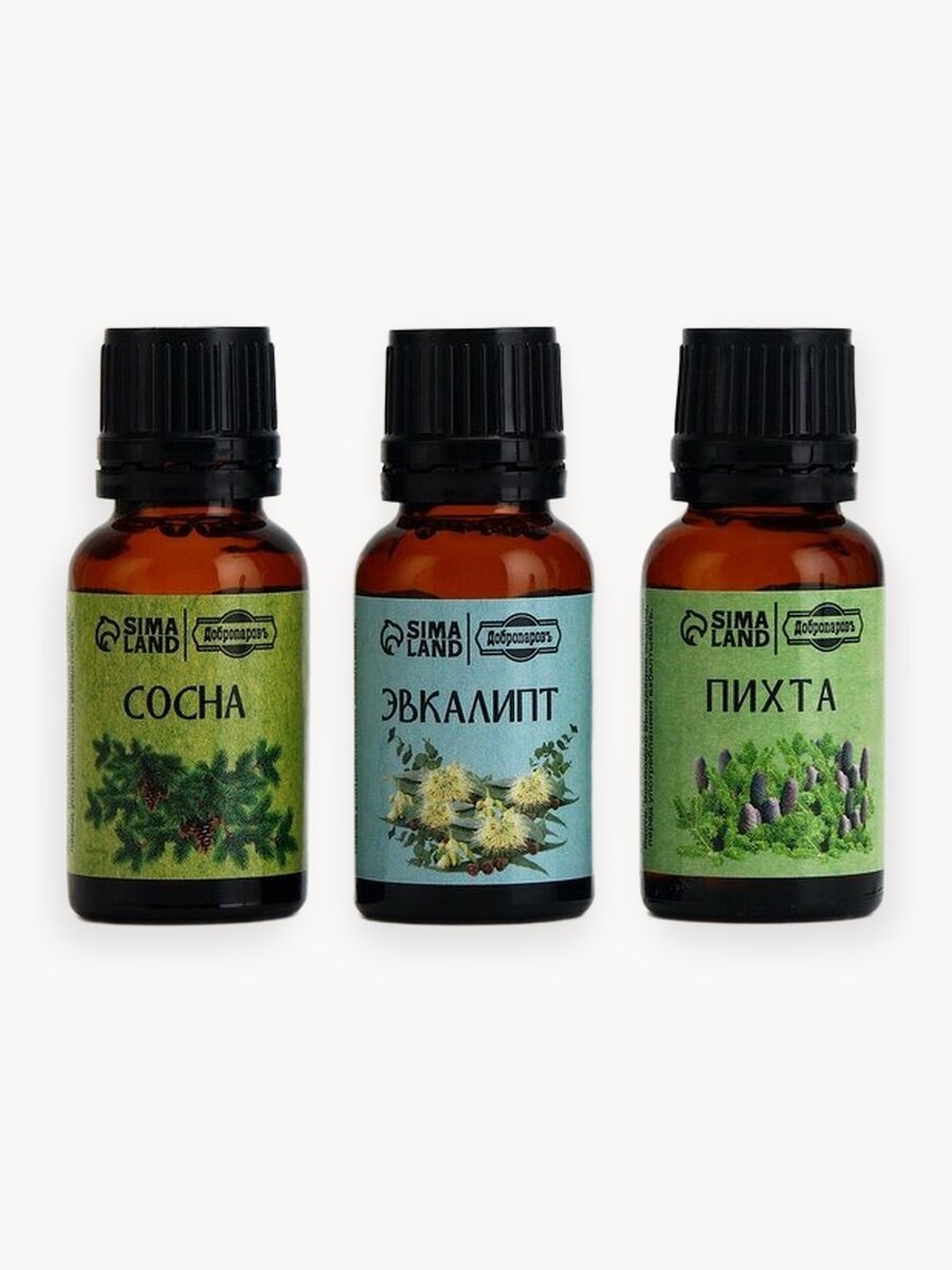 Набор эфирных масел эвкалипт, пихта, сосна, "Добропаровъ", 3 шт по 17 мл