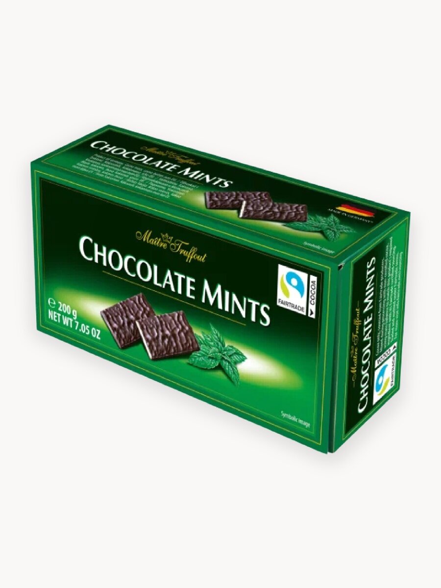 Шоколад GUNZ "Chocolate Mints", мятный, без начинки, темный, 200 г