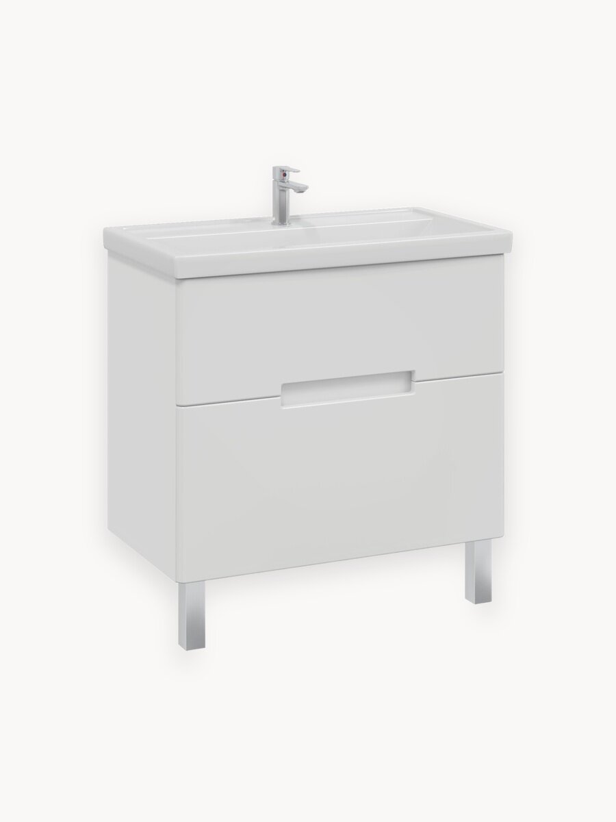 Тумба напольная SanStar Ориана 70 с раковиной Фостер 70 (комплект) для ванной комнаты, белая