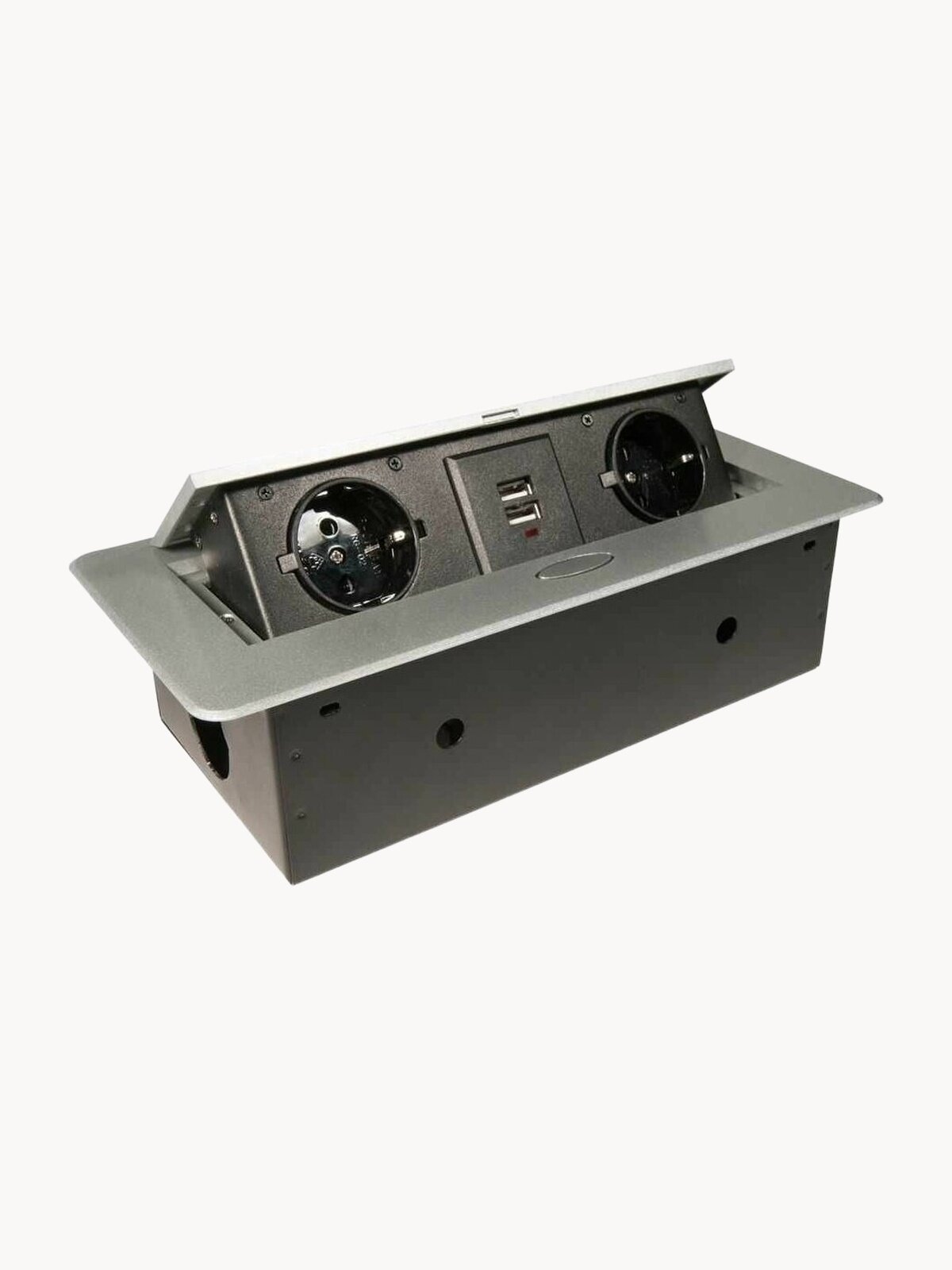 Встраиваемая выдвижная розетка в столешницу | Влагозащищенная | Удлинитель | Тройник для розеток | 2 EURO | 2 USB-A IP20