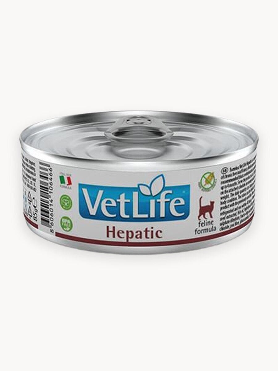 Vet Life При болезнях печени, ХПН Для кошек 3шт х 85гр Влажный диетический корм farmina hepatic гепатик