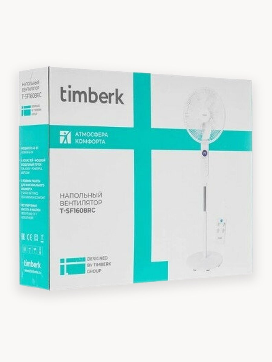 Вентилятор с таймером и пультом управления Timberk T-SF1608RC белый