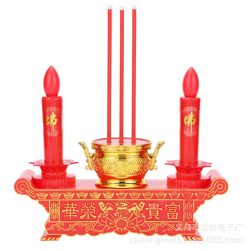 Курильница для благовоний "Happy Event", с символом Будды, красная свеча