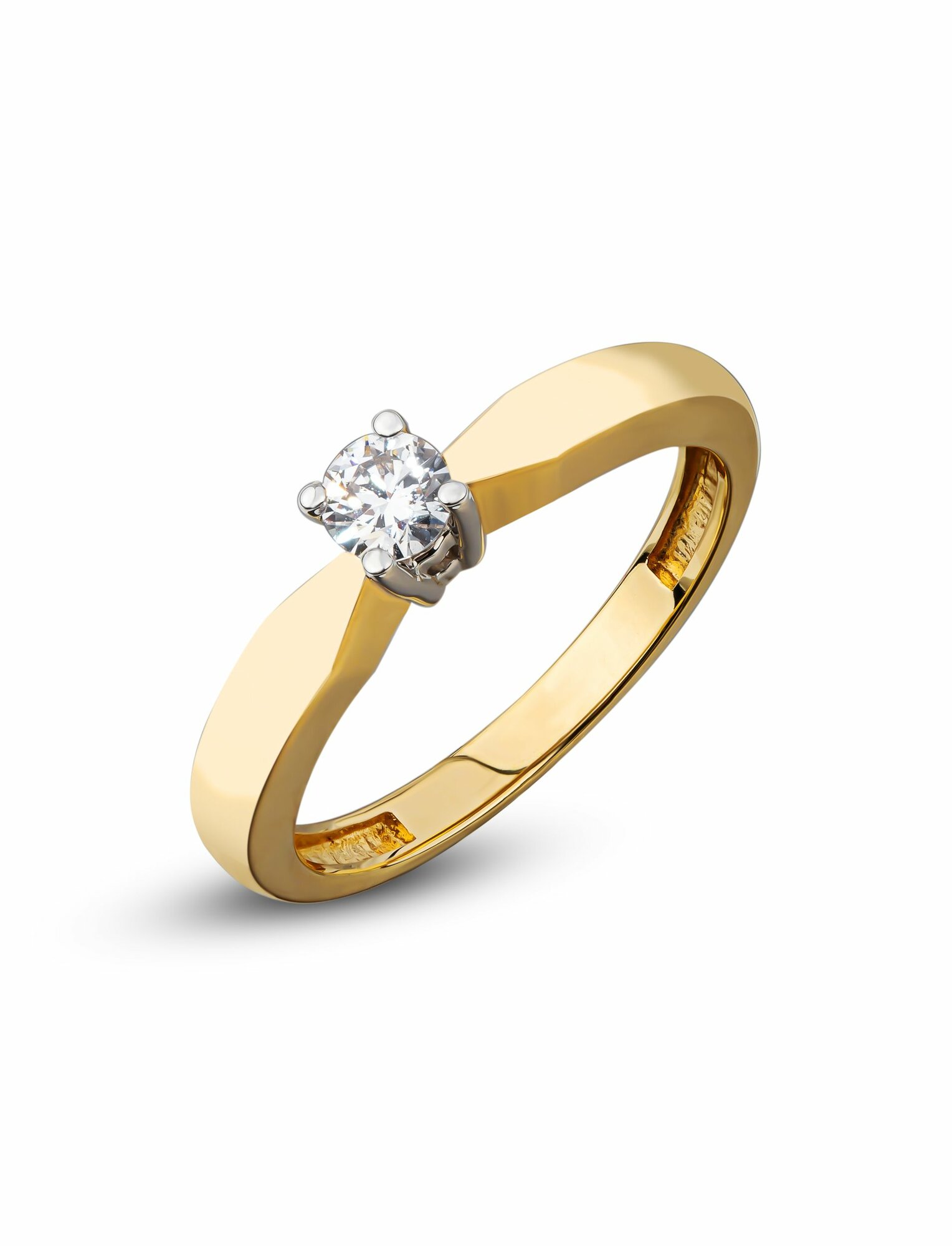 Кольцо помолвочное, комбинированное золото, 585 проба, бриллиант