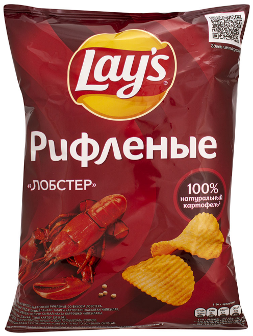 Чипсы Лейс, рифленые Лобстер, 140 гр