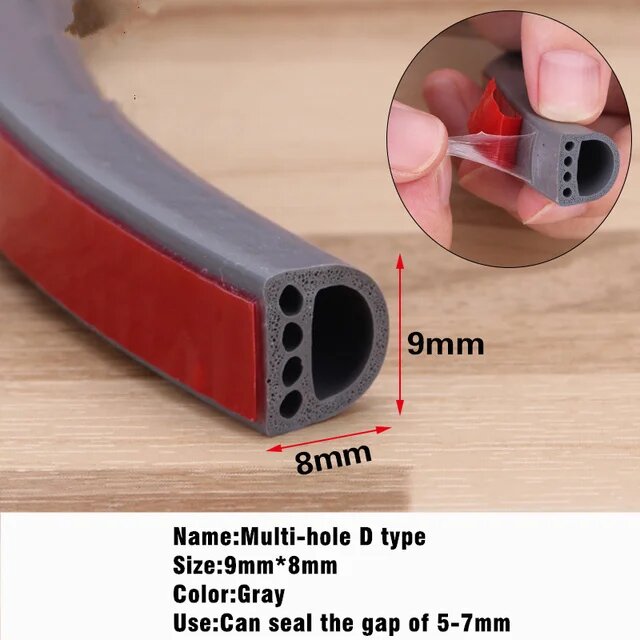 Силиконовая уплотнительная лента 6M I/E/D 9X8mm gray