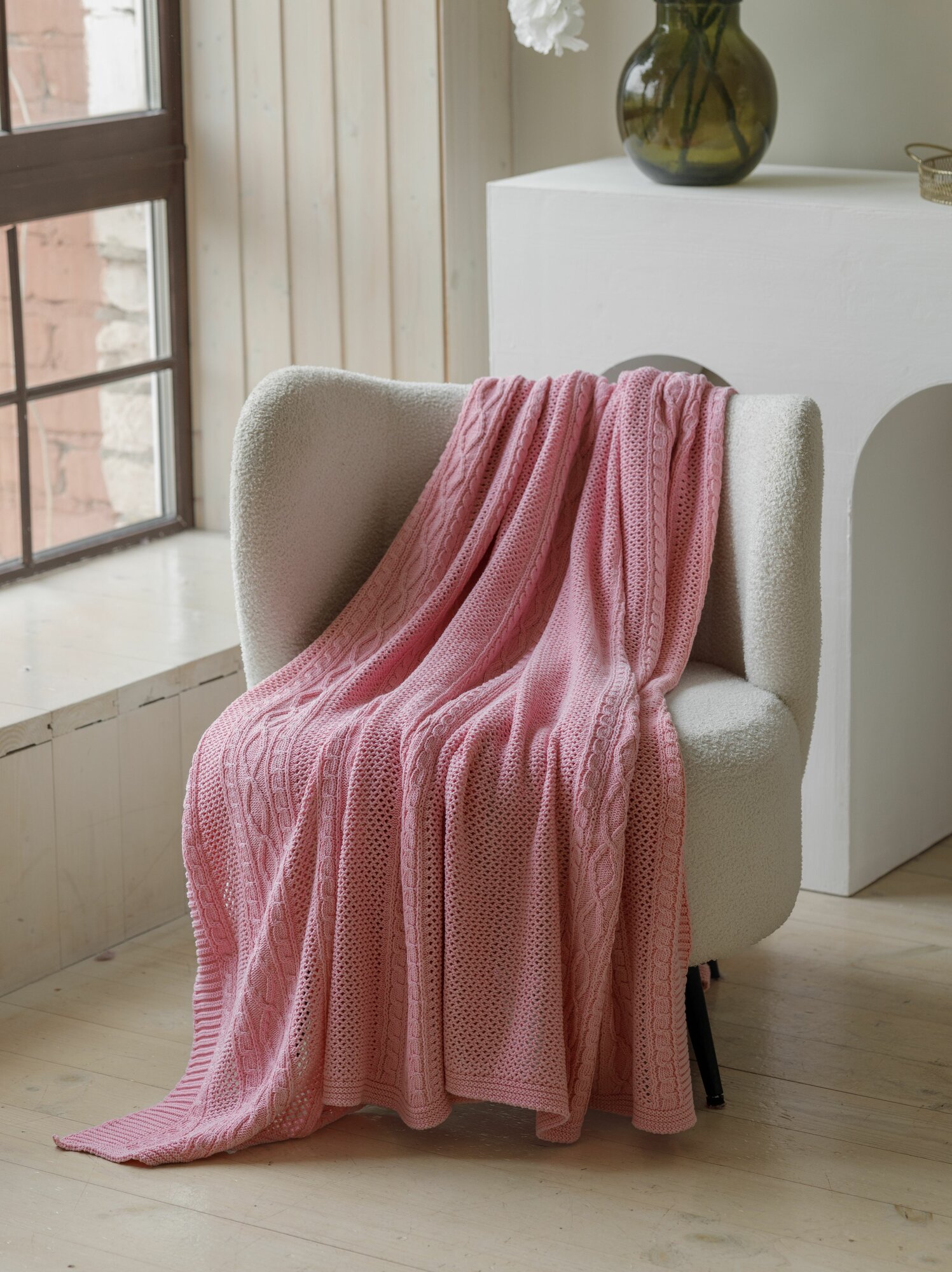 Вязаный плед для дома "Decade Home" 2-х спальный, хлопок, 200*220