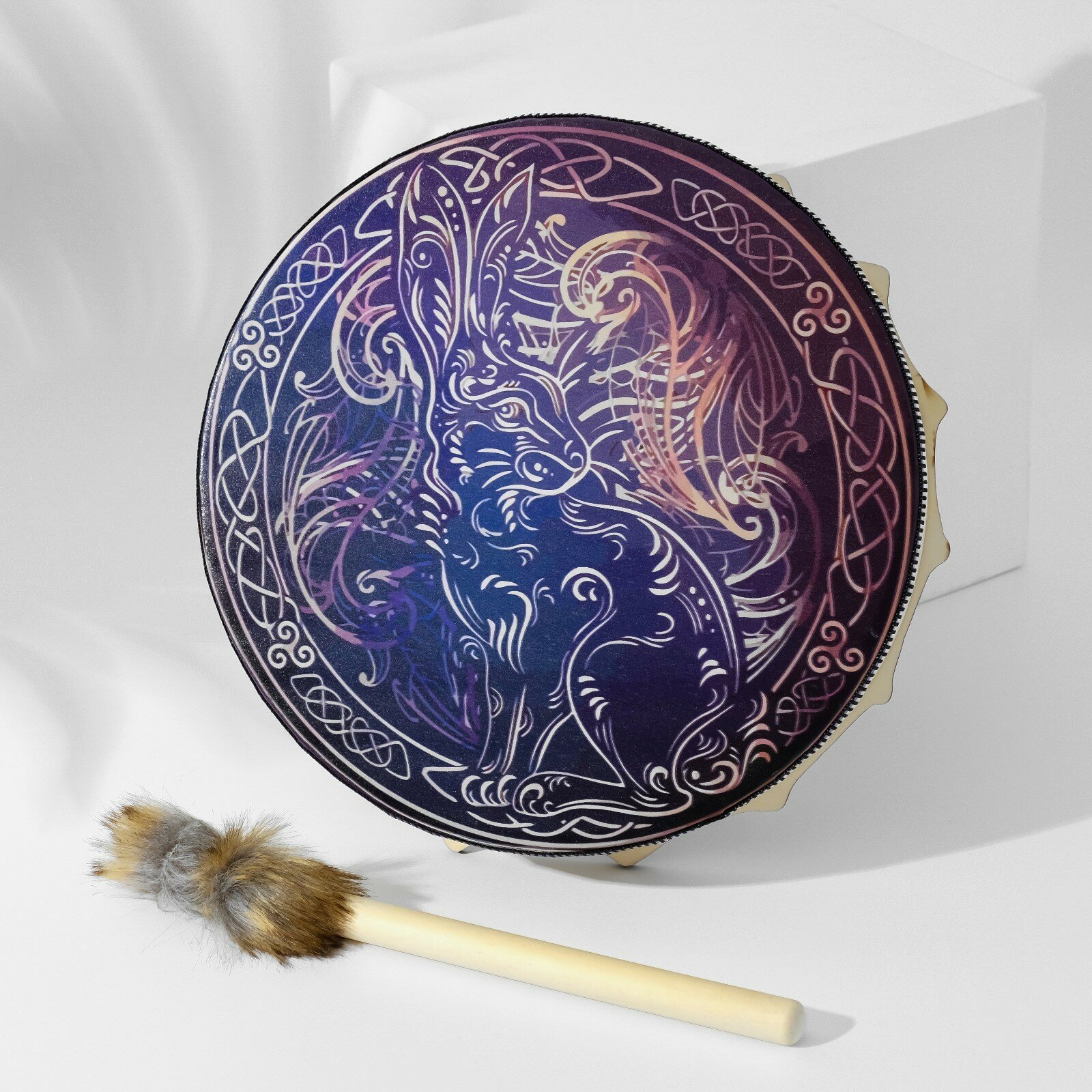 Шаманский бубен «Водяной кролик», музыкальный инструмент, с колотушкой, 5×25×25 см