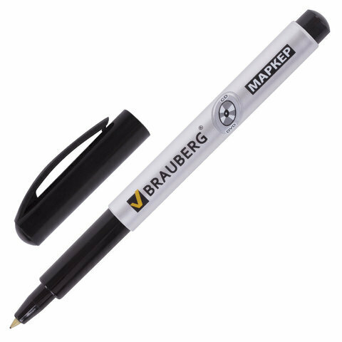 Маркер для CD и DVD BRAUBERG, черный, тонкий наконечник, 1 мм, 150418
