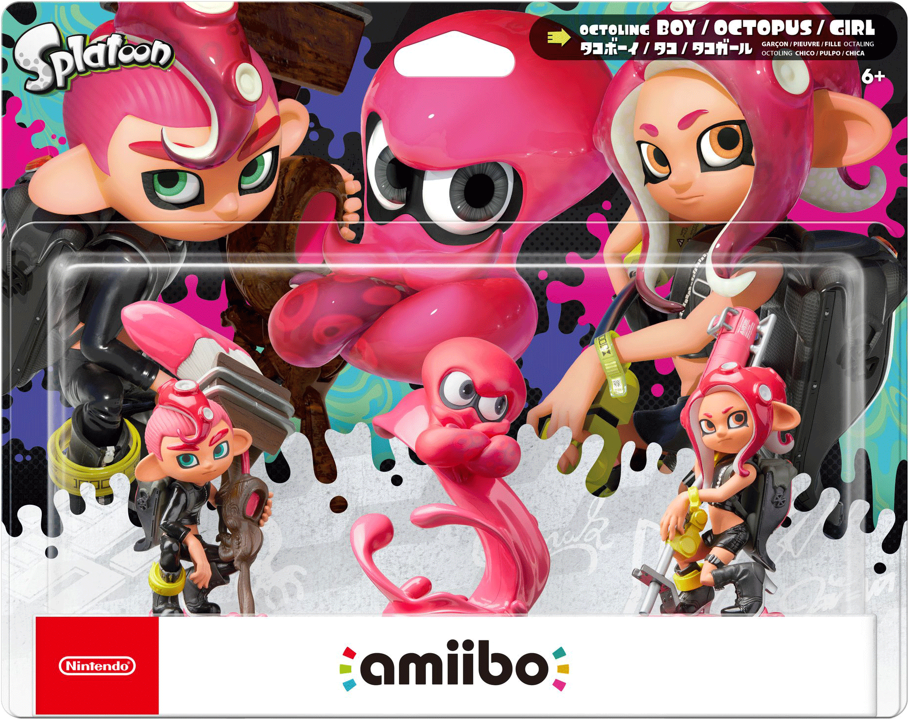 Amiibo. Набор из 3-х фигурок: Octoling Girl + Octoling Boy + Octoling Octopus (Splatoon Collection)
