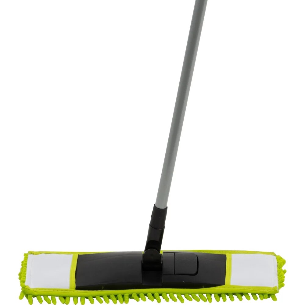 Швабра для пола с микрофибровой плоской насадкой Рыжий кот Mop Clean, лапша, гибкое основание, рукоять из стали