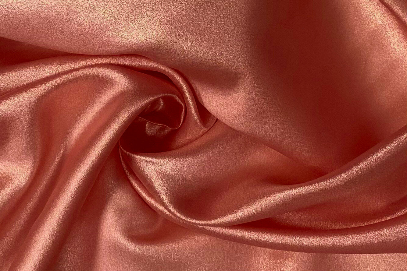 Ткань Органза креповая коралловая , ш160см, 0,5 м