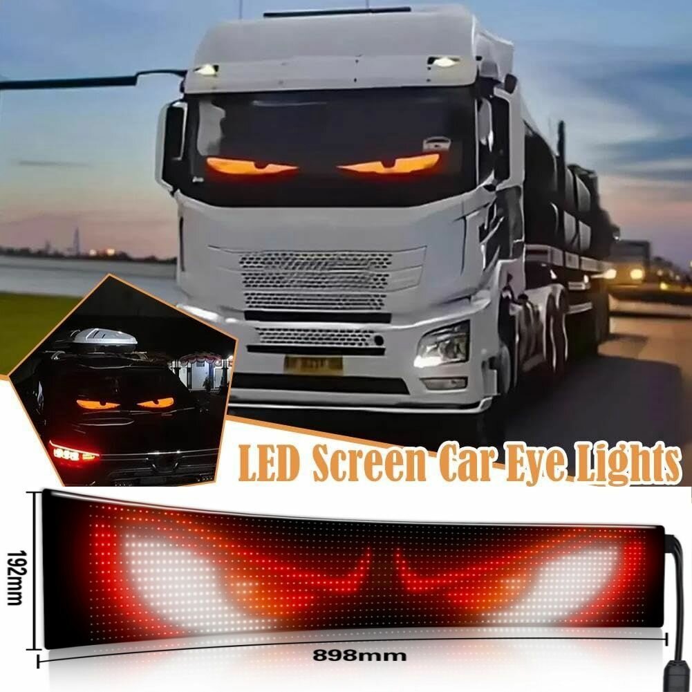 898*192mm Светодиоды "Дьявольские Глаза" для автомобилей, Гибкий LED-экран для окон, Динамичные большие глаза для лобового сте кла с управлением через приложение и дистанционным контроллером