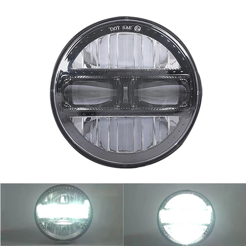 Круглая светодиодная фара 5,75 дюйма с кольцом-ореолом, белая, DRL, черная/хромированная, для Honda Shadow VT 600 700 750 1100 VTX 1300 1800 1PCS BLACK