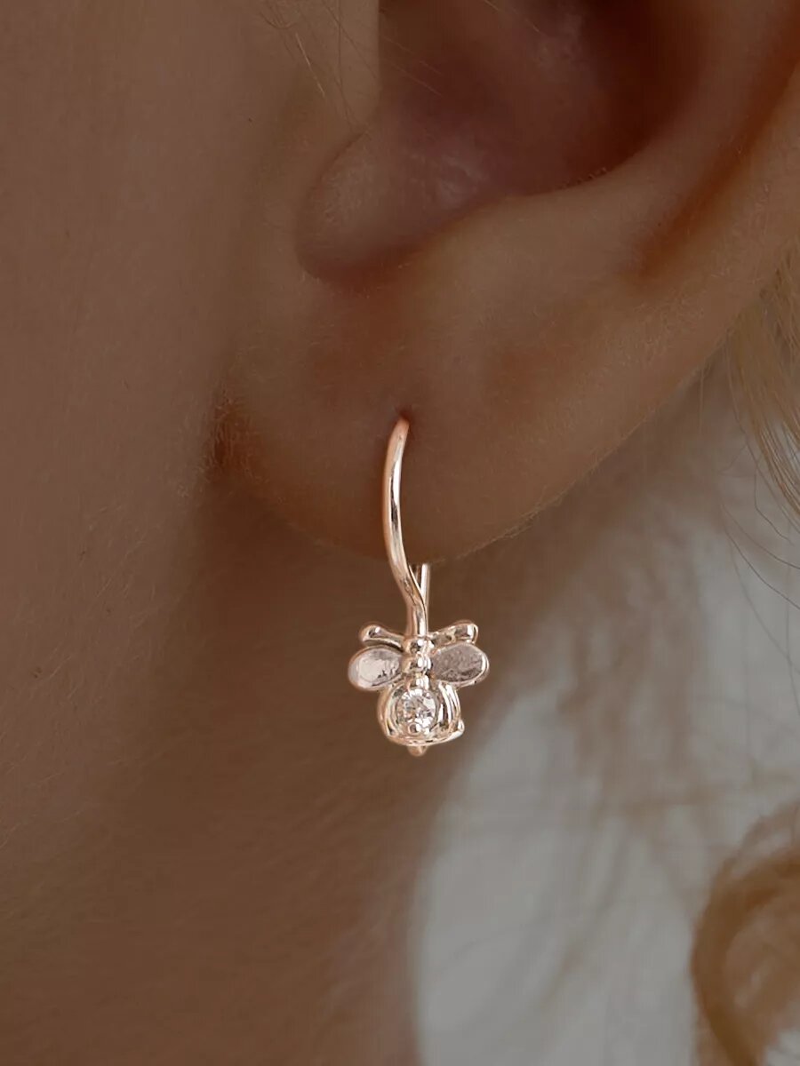 Серьги, серебро, 925 проба, родирование, фианит
