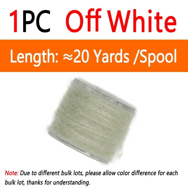 Bimoo 20 ярдов Leech мохеровая пряжа для мух Белый, 1 PC Off White