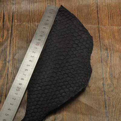 Натуральная рыбачья кожа для рукоделия 25x10 см Черный, 19