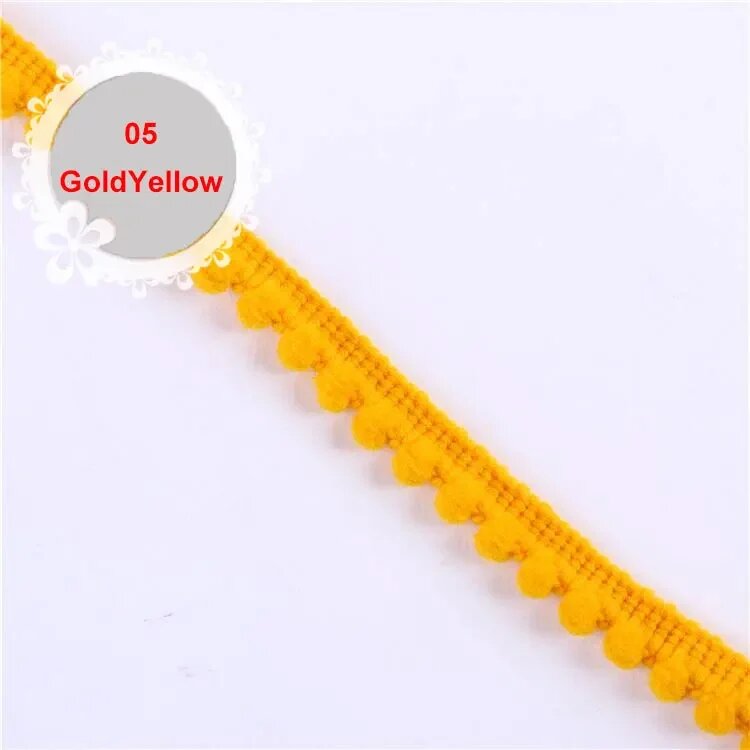 Желтая лента с помпонами, 10 ярдов, GoldYellow 05