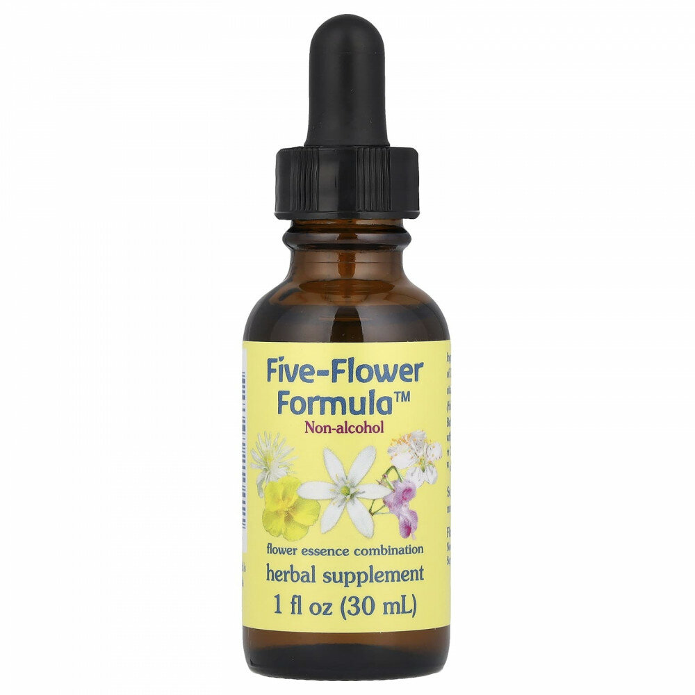 Flower Essence Services, Five-Flower Formula™, смесь цветочных эссенций, без спирта, 30 мл (1 жидк. унция)