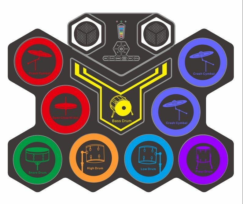 Гибкая ударная установка электронный барабан с педалями и динамиками
