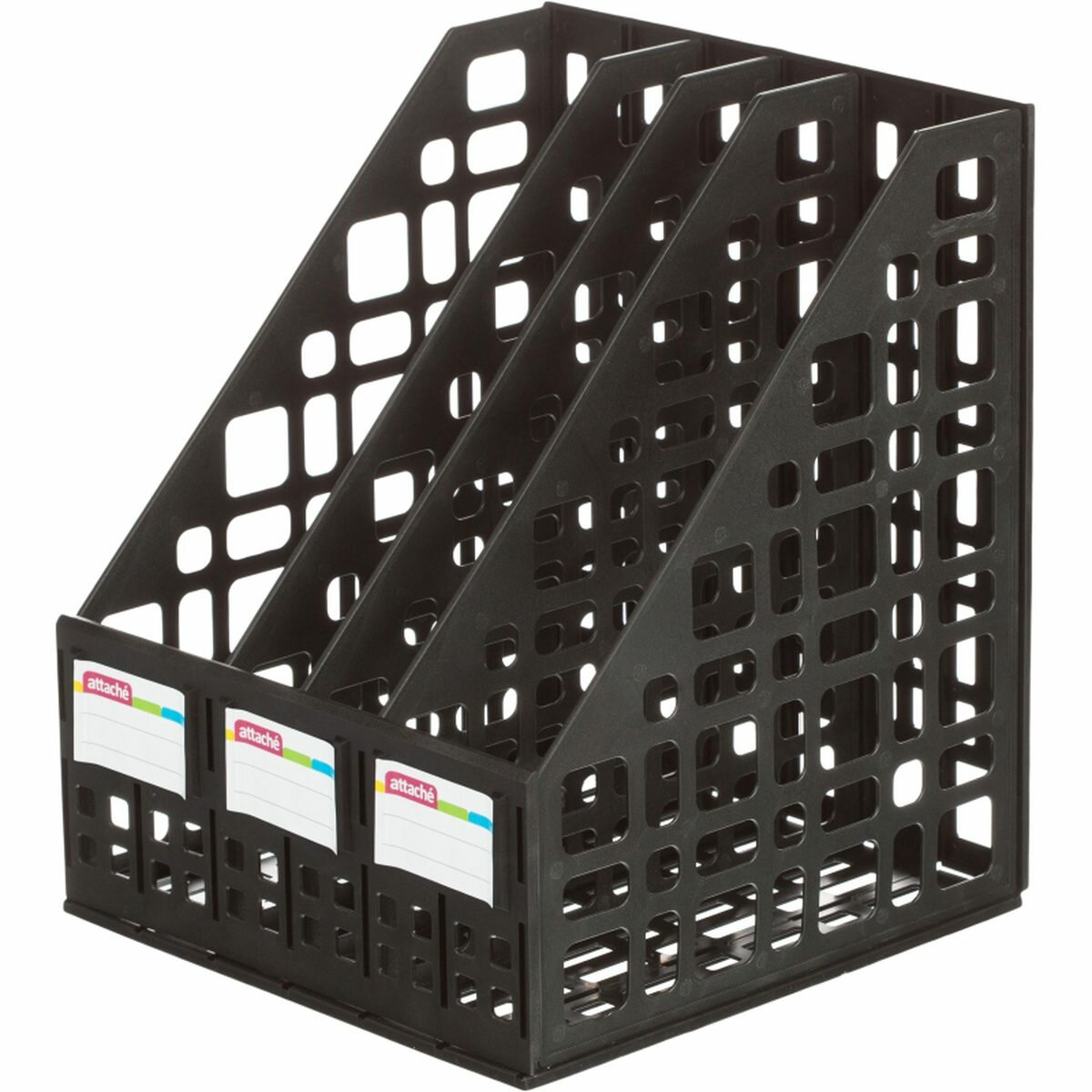 Лоток для бумаг вертикальный Attache, 240мм, 4 отделения, черный (913415)