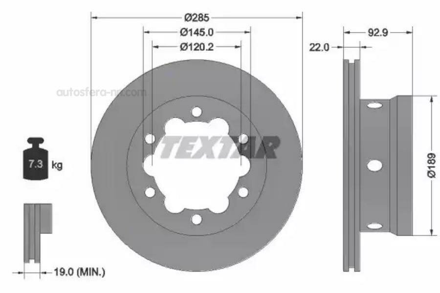 TEXTAR 92089803 Диск тормозной задний MB 4T-SPRINTER/VW LT 28-46 II /VENT D=285MM TEXTAR 92089803