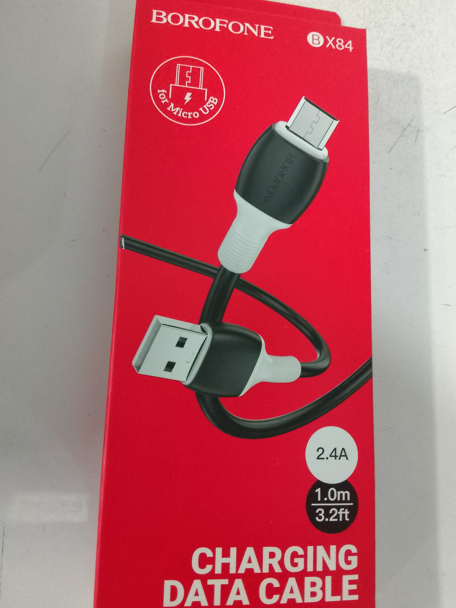 Кабель Микро USB BOROFONE 84 2,4А, 1м. черный