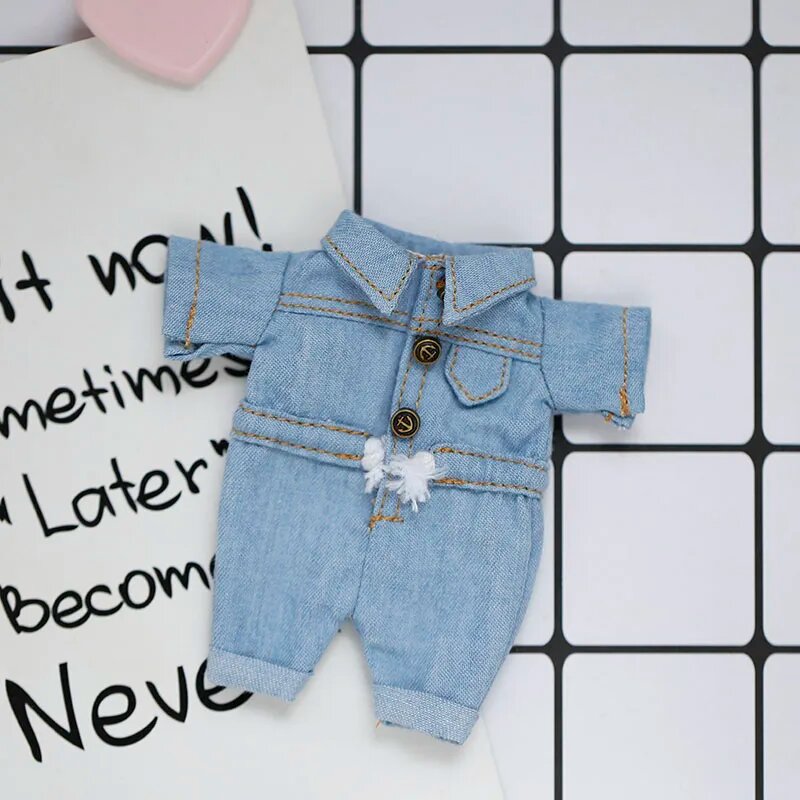 Джинсовый комбинезон для кукол OB11, YMY, DDF, GSC, Body9, Белый, Denim Blue