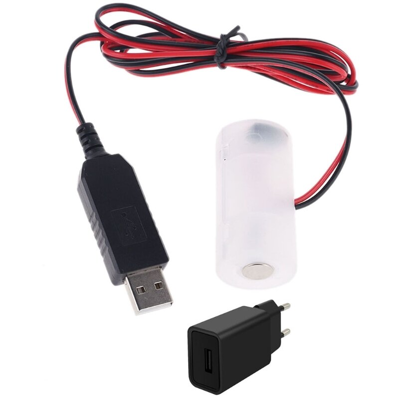 Универсальный USB-адаптер питания от аккумулятора, замена 1 4 шт. 1,5 В 3 4,5 6 C AM2 LR14 Eliminator с кабелем 2 м