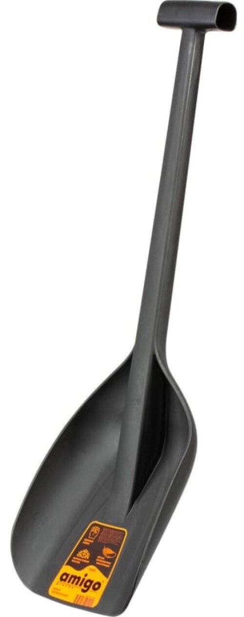 Лопата Amigo / Амиго автомобильная для уборки снега, с рукояткой, из пластика, черная / садовый инструмент
