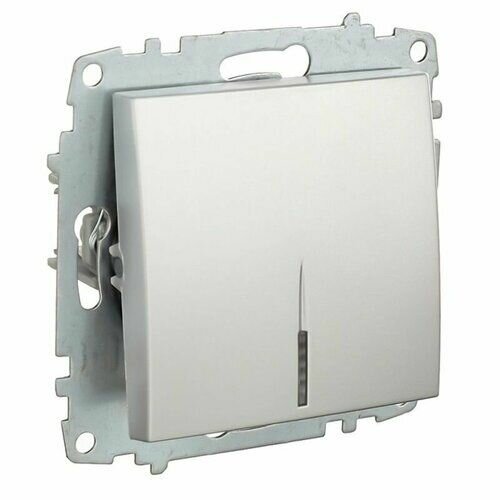 Выключатель с подсветкой (механизм) EL-BI Zena Vega Silverline одноклавишный без рамки серебро/серый металлик/хром с/п 609-011000-201