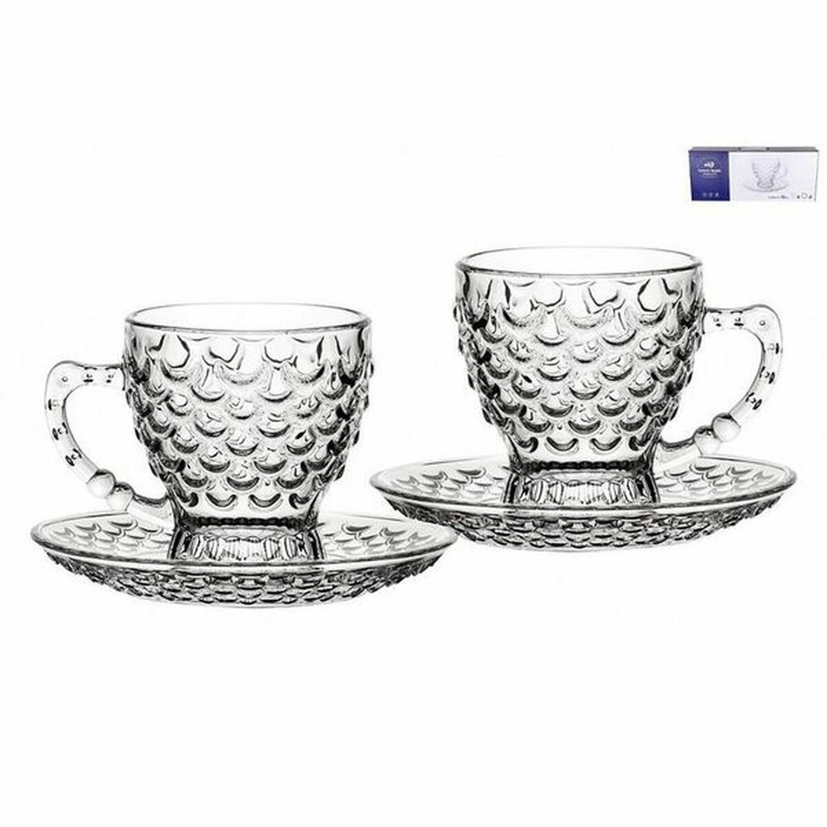 Набор чайных пар 12пр, чашка 8х8.5см (6шт), блюдце 14см (6шт) (стекло)