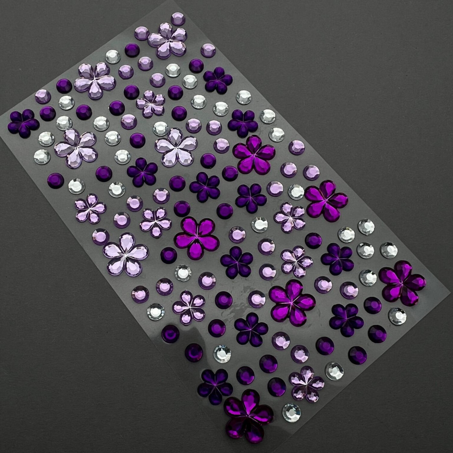 Стразы на клеевой основе Zoo Nail Art микс с цветочками №1842 фиолетовые