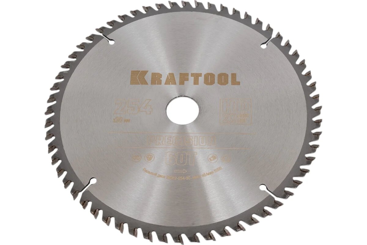 KRAFTOOL Precission 254x30 мм диск пильный по дереву 60Т 36952-254-30 для точной резки