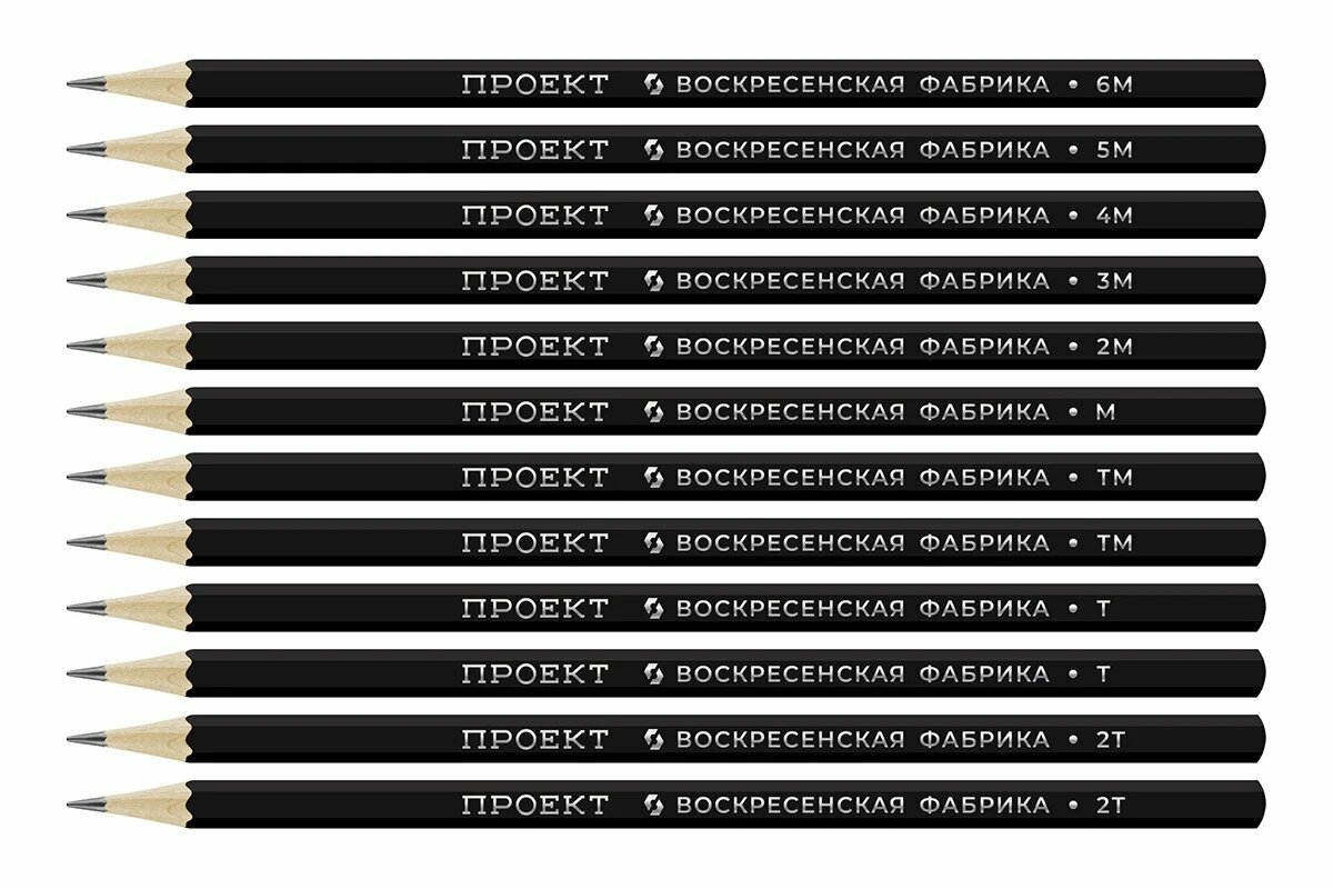 Воскресенская карандашная фабрика инженер Набор граф карандашей заточенный ассорти 8 уп х 12 шт 517790