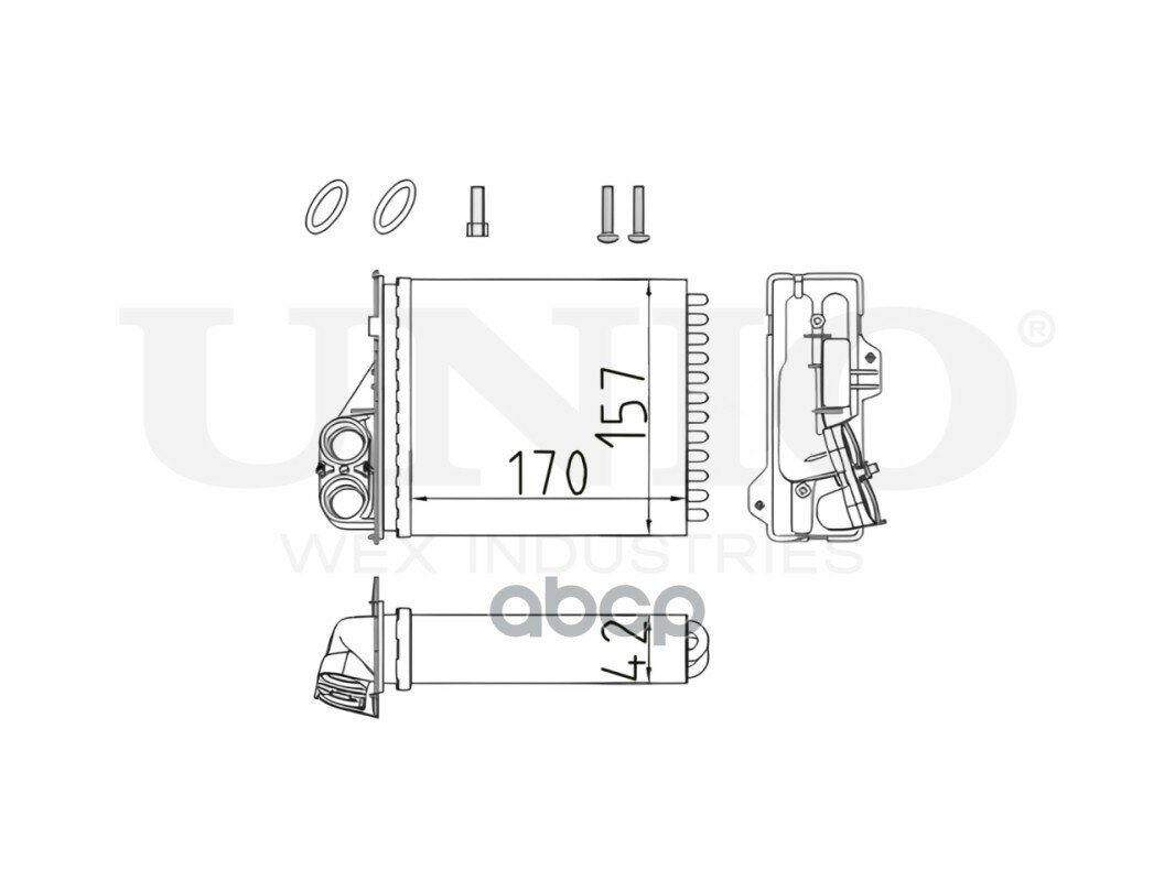 Радиатор Отопителя Салона Renault Logan 04- UNIO арт. RAD20002