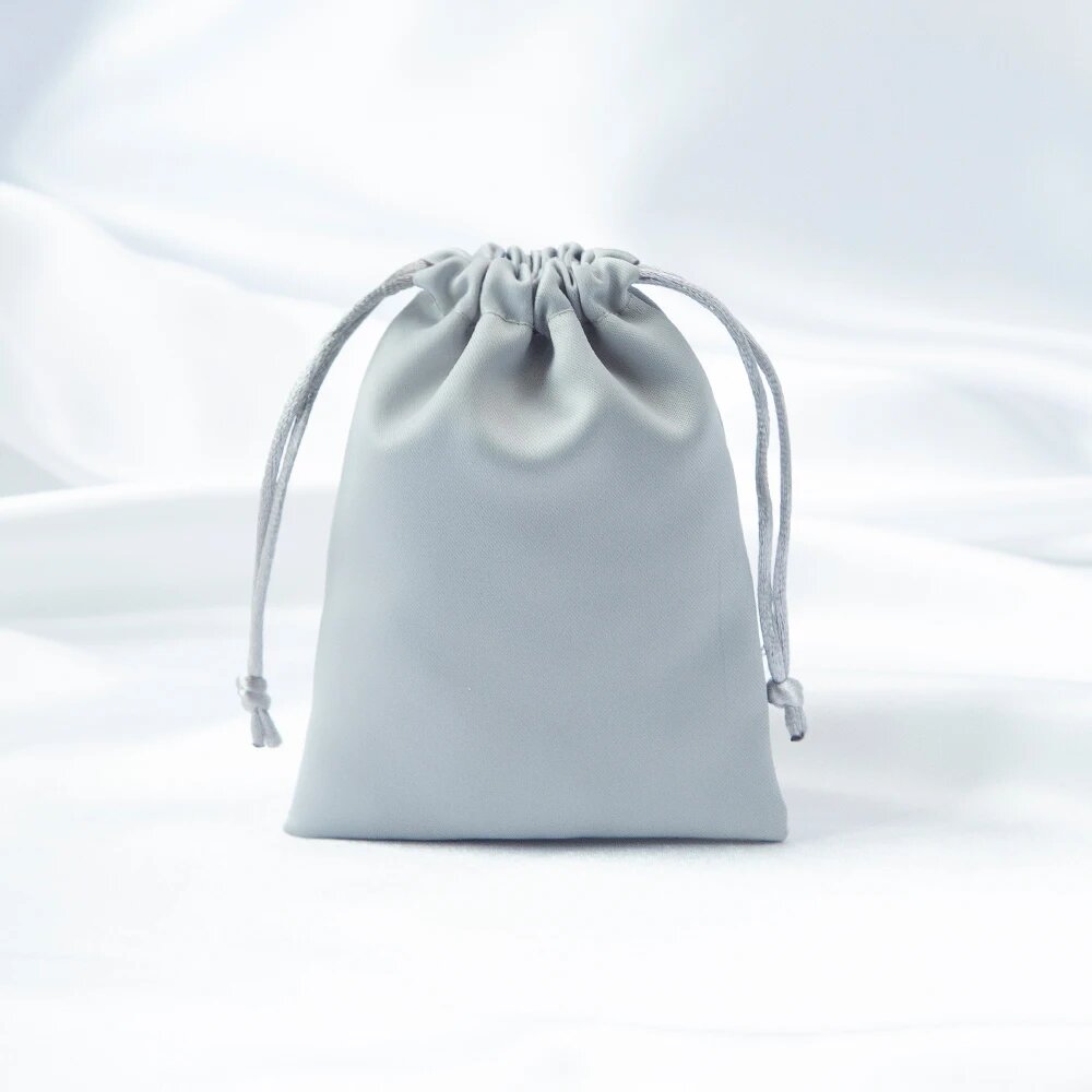 Шелковые атласные мешочки на шнурке, набор из 10 штук Белый, Gray no logo, 10x15cm