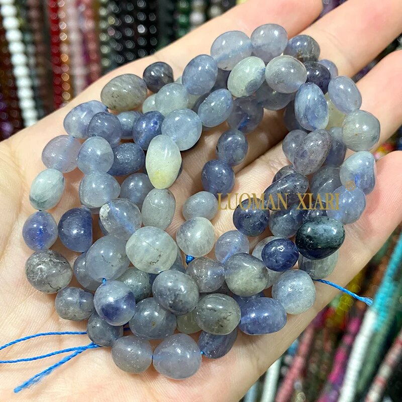 Бусины из натурального камня LUOMAN XIARI 8-10 мм, турмалин, ларимар, топаз, Фиолетовый, Tanzanite